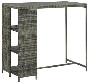 Barový stolek s úložným regálem šedý 120x60x110 cm polyratan 313477