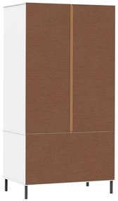 Šatní skříň Oslo s kovovými nohami - masivní dřevo - 90x55x172,5 cm | bílá