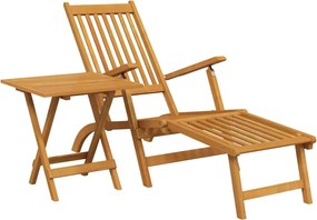 Zahradní polohovací křeslo s podnožkou a stolkem masivní akácie 3120439