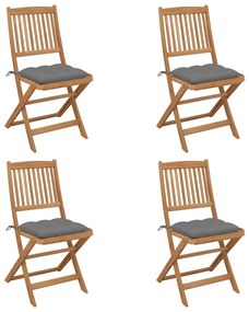 Skládací zahradní židle s poduškami 4 ks masivní akáciové dřevo,  3064687
