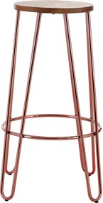 Barová stolička z jilmového dřeva v přírodní barvě/v růžovo zlaté barvě (výška sedáku 75 cm) District – Premier Housewares