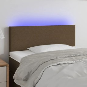 Čelo postele s LED tmavě hnědé 90x5x78/88 cm textil 3121317