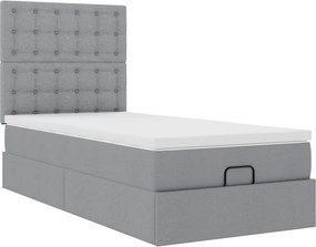 Osmanský rám postele s matrací světle šedá 90x190cm textil 3313285