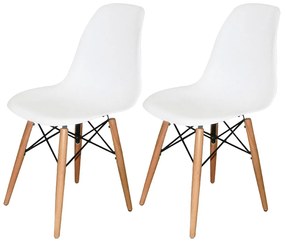 Bílá židle s dřevěnými nohami Woodesk Luna, 2 kusy