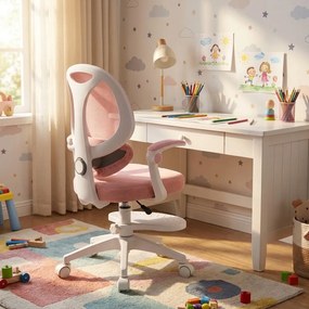 Dětská otočná židle Neoseat JUNI 009 s podnoží — látka, růžová