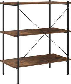 Policový regál se 3 policemi černý a přírodní 80 x 40 x 92 cm 336341
