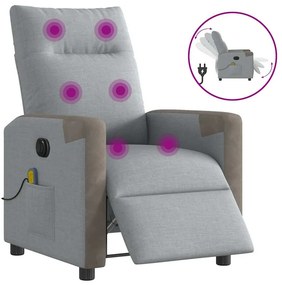 Elektrické masážní polohovací křeslo světle šedé textil 3324085