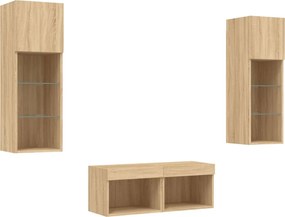 4dílná obývací stěna s LED osvětlením dub sonoma 3216578