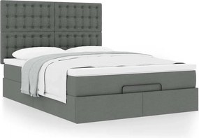 Osmanský rám postele s matrací tmavě šedá 140x190cm textil 3313321