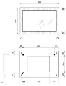 Sapho TREOS zrcadlo v rámu 750x500mm, dub Collingwood - TS750-1919