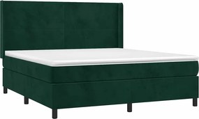 Box spring postel s matrací tmavě zelená 160x200 cm samet 3132570