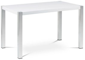 Jídelní stůl 120x75 cm, MDF deska, bílý vysoký lesk, chromované nohy - AT-2066 WT