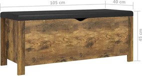 Úložný box s poduškou kouřový dub 105x40x45cm kompozitní dřevo 326776