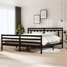 Rám postele černý masivní dřevo 200 x 200 cm,  3100678