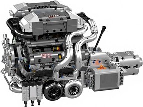 LEAN Toys Stavebnicové kostky – motor V8, převodovka, 2024 dílů