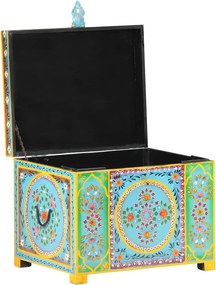 Ručně malovaný úložný box 50 x 40 x 40 cm masivní mangovník 323540