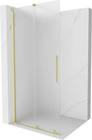 Mexen Velar, sprchová zástěna s posuvnými dveřmi Walk-in 120 x 200 cm, 8mm sklo námraza, zlatá matná, 871-120-000-33-55