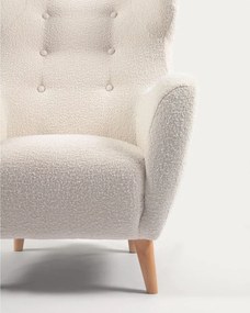 Bílé křeslo z textilie bouclé Patio – Kave Home