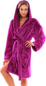 Krátký župan s kapucí Lilly extra one size fialový 33 20 4301 - S/M