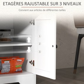 HOMCOM Úložný kabinet do kuchyně v venkovském stylu s 2 zásuvkami a 2 skříňkami s nastavitelnými policemi - rozměry 121D x 37Š x 75V cm bílý | Aosom