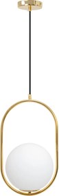 Toolight - Skleněná závěsná lampa E27 60W APP473-1CP, bílá-zlatá, OSW-00605