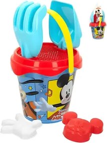 DISNEY Mickey Mouse Sada na písek / Kbelík, sítko, lopatka, hrábě, 2x