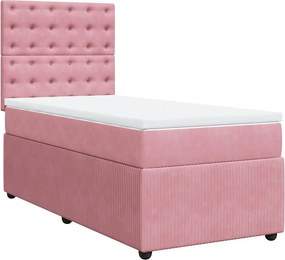Box spring postel s matrací růžová 80 x 200 cm samet 3292207