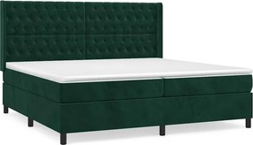 Box spring postel s matrací tmavě zelená 200x200 cm samet 3132882