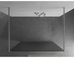 Mexen Kioto, sprchová zástěna Walk-In 100 x 200 cm, 8mm sklo s žebrovým vzorem, broušená ocel profil, 800-100-002-97-09