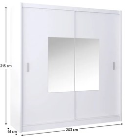 Skříň s posuvnými dveřmi, bílá, 203x215, MADRYT