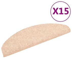vidaXL Marketos Schodové rohože samolepicí 15 ks 65 x 21 x 4 cm světle hnědé, půlkulaté, velké