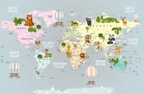 Fototapeta Animals World Map For Kids Wallpaper Design Strukturální vinyl 520x318