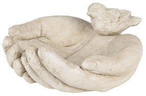 Béžové antik cementové krmítko pro ptáčky dlaně - 23*21*9 cm