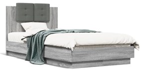 vidaXL Rám postele s čelem šedý sonoma 75 x 190 cm kompozitní dřevo