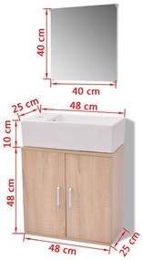 3-dílný set koupelnového nábytku s umyvadlem | béžový