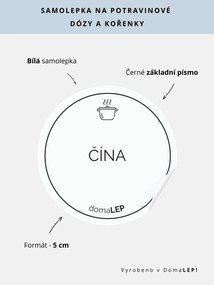 Samolepka na kořenky ČÍNA bílá 5 cm základní písmo