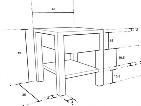 Noční stolek Lonzo z masivního dřeva Jasan