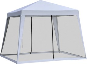 Zahradní pavillon Outsunny - party stan s voděodolnou střechou a moskytiérou, kov + polyester, Šedý, 3 x 3 m | Aosom