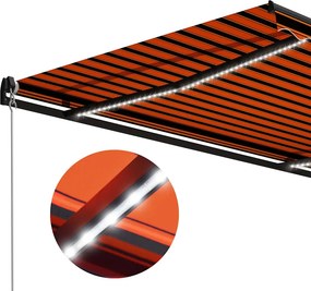 Ručně zatahovací markýza s LED světlem 350x250 cm oranžovohnědá 3055225