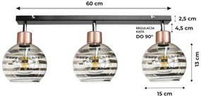 Stropní svítidlo s LED paprskem 3xE27 GLASS BALL stripes black