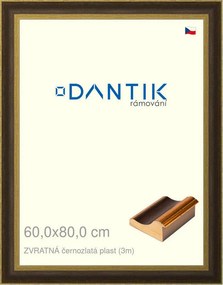DANTIK rámeček 60x80 | ZVRATNÁ černozlatá plast (Plexi Čiré)