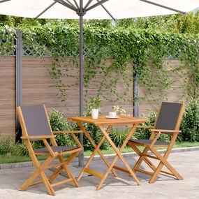 3dílný bistro set antracitový textil a masivní dřevo 3281881
