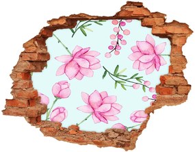 Wallmuralia Nálepka 3D díra na zeď Květy a jahody 90x70 cm