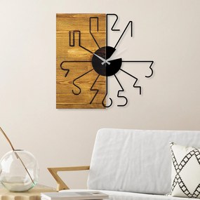 Wallexpert Dekorativní nástěnné dřevěné hodiny Wooden Clock 29, Ořech, Černá