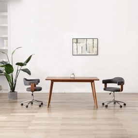 Otočné jídelní židle 2 ks šedé ohýbané dřevo a textil 3054902