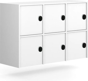Nástavba pro skříně FRAME, 6x dveře, 1299 x 450 x 854 mm, kódový zámek, bílá