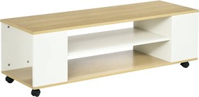 HOMCOM TV Stojan na Kolečkách - Nástěnný TV Stojan s 2 Úložnými Policemi pro Televize do 139 cm - 120x40x38,5 cm | Aosom