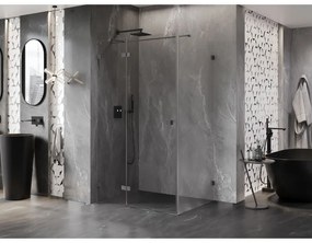 Mexen Lunar T, sklápěcí levý sprchový kout 140 x 120 cm, 8mm čiré sklo, profil grafit broušený, 834T-140-120-66-00-L
