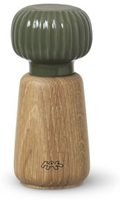 KÄHLER Mlýnek s keramickým strojkem Hammershøi Dark Green 14,5 cm, zelená barva, přírodní barva, dřevo, porcelán, keramika