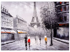 Skleněný obraz - Olejomalba, Paříž (70x50 cm)